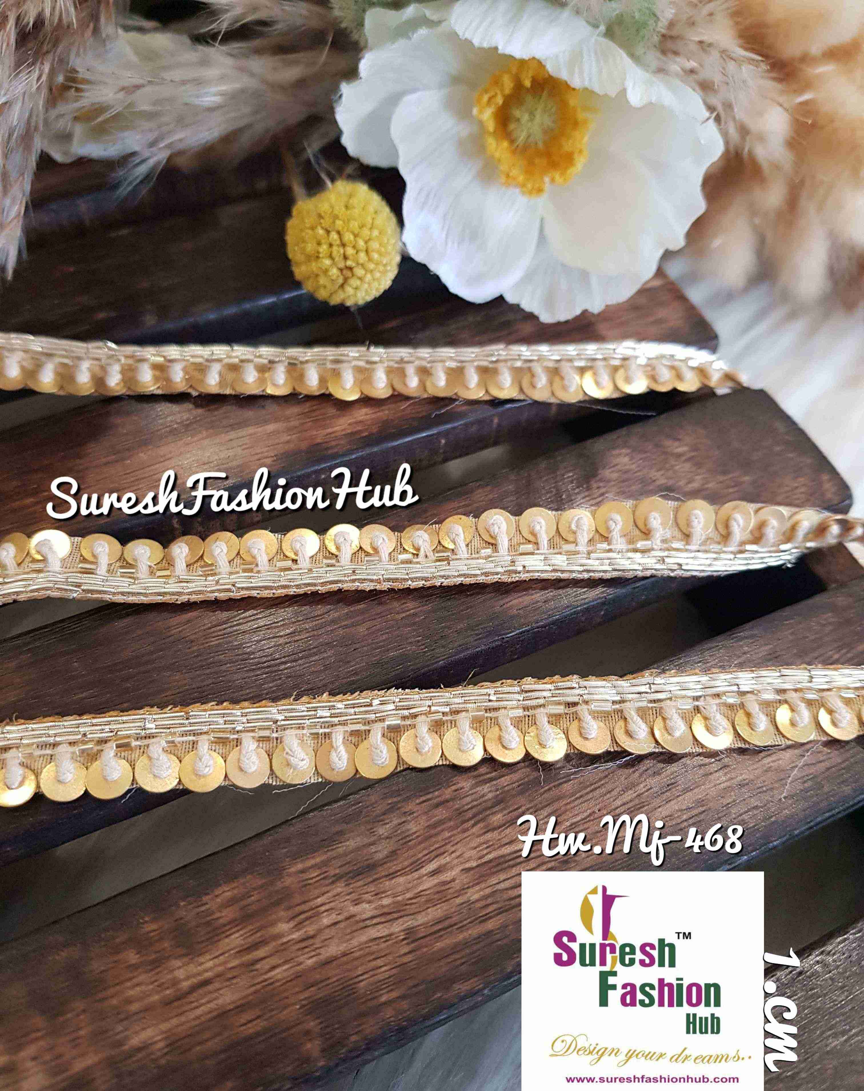 Designer Embroidered Lace Trim - Golden Sequence Affair Handmade by ...