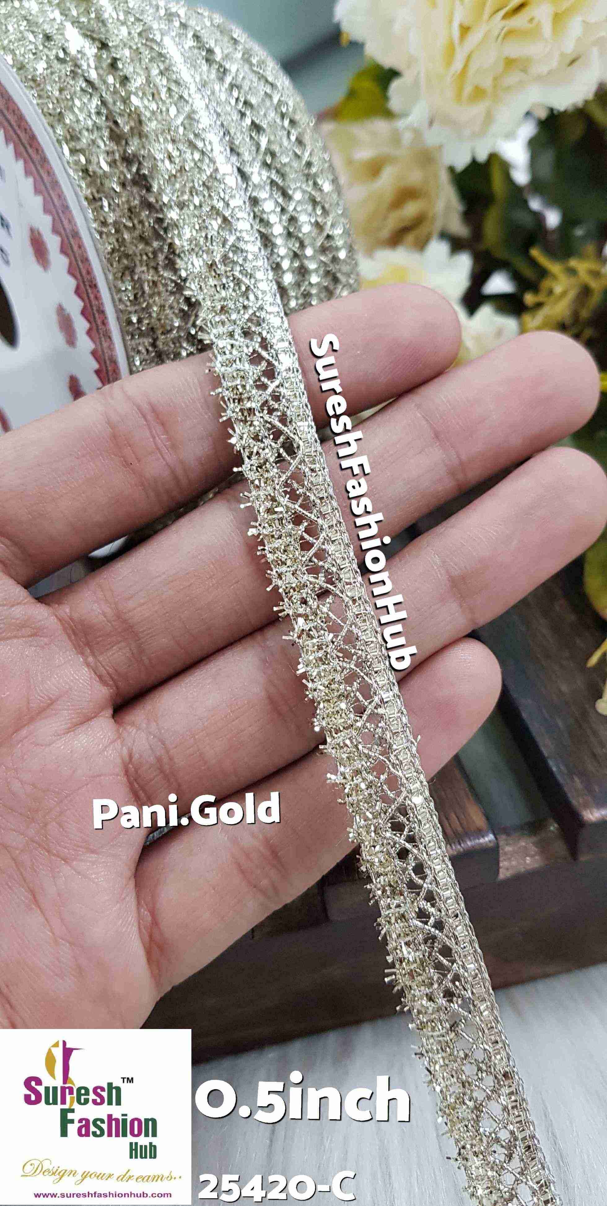 Pani Gold Jhalar Machine Lace
