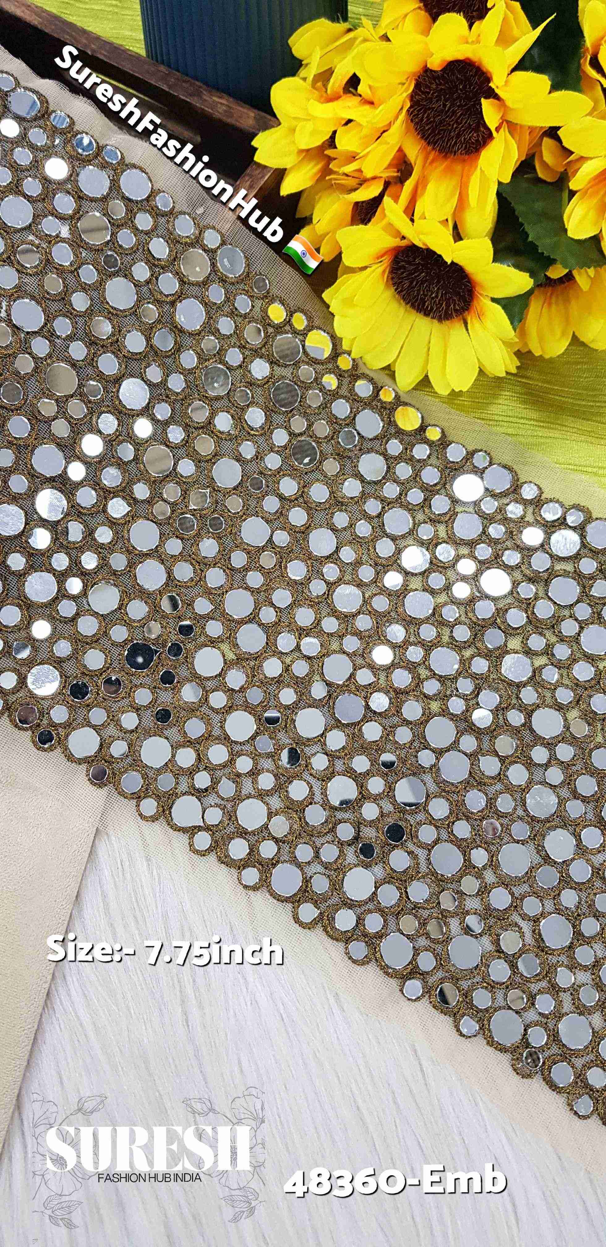 Antique Opulence Mirror Symphony Lace - Zari Embroidery