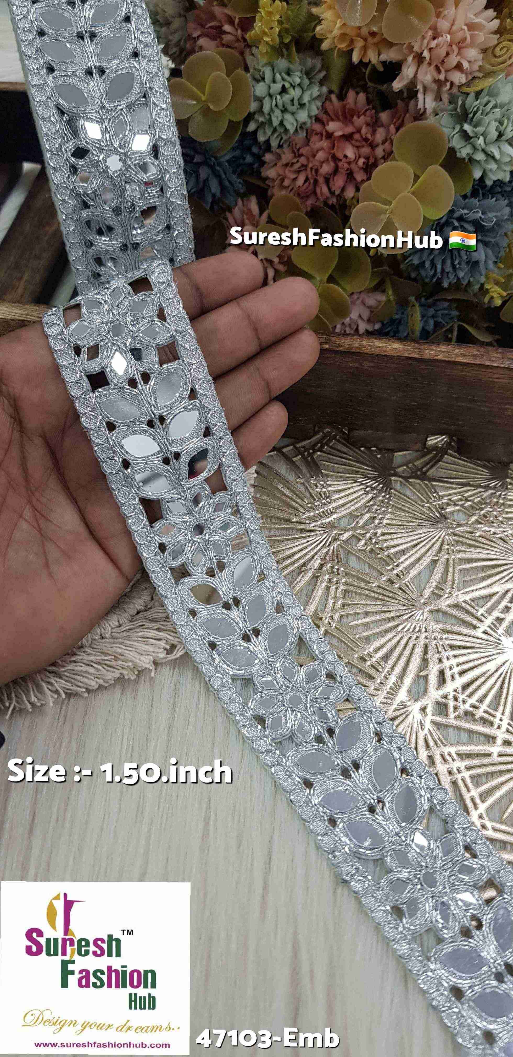 Silver Floral Mirror Lace