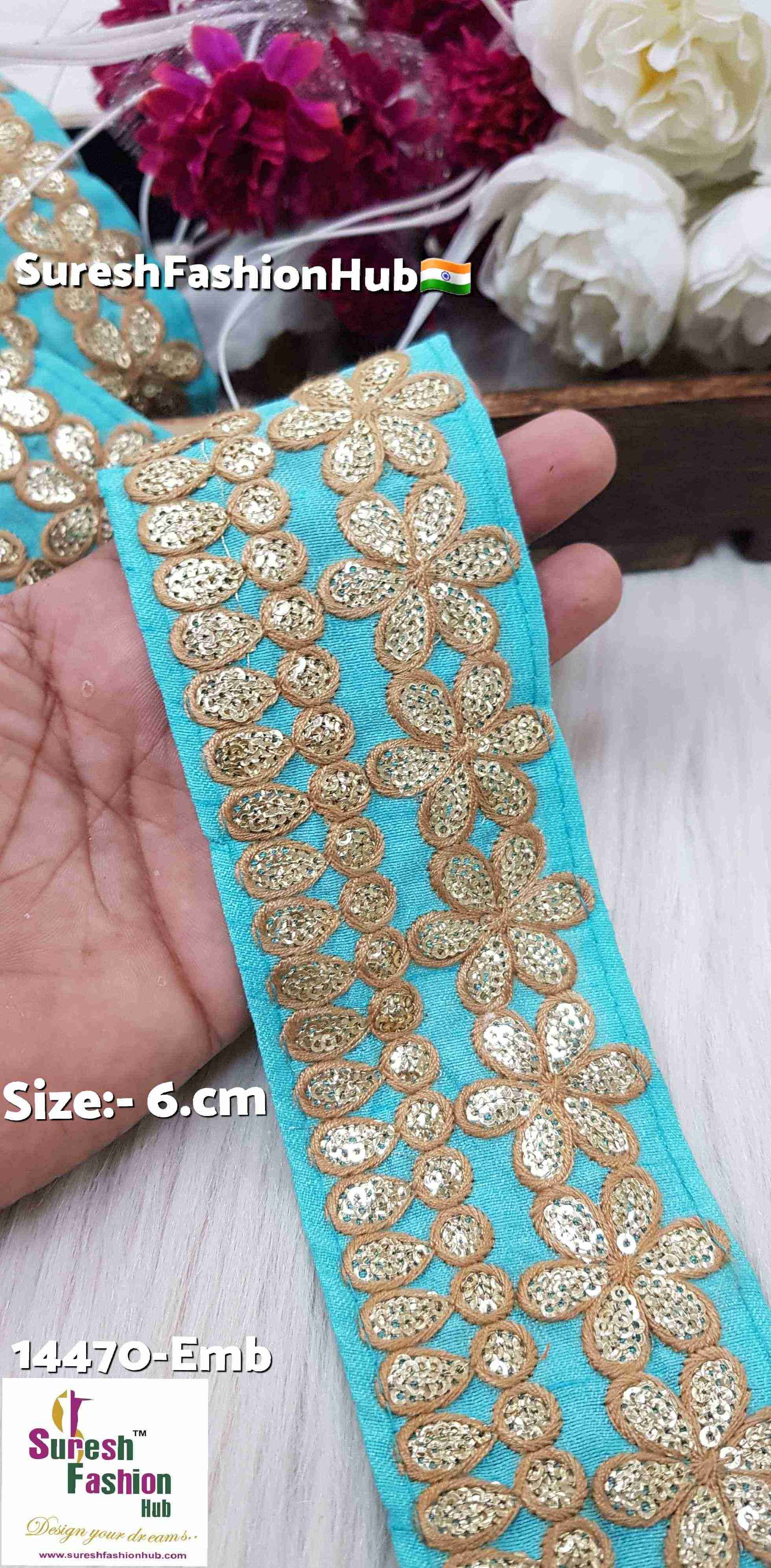Aqua Sea Green Dual Floral Embroidered Lace