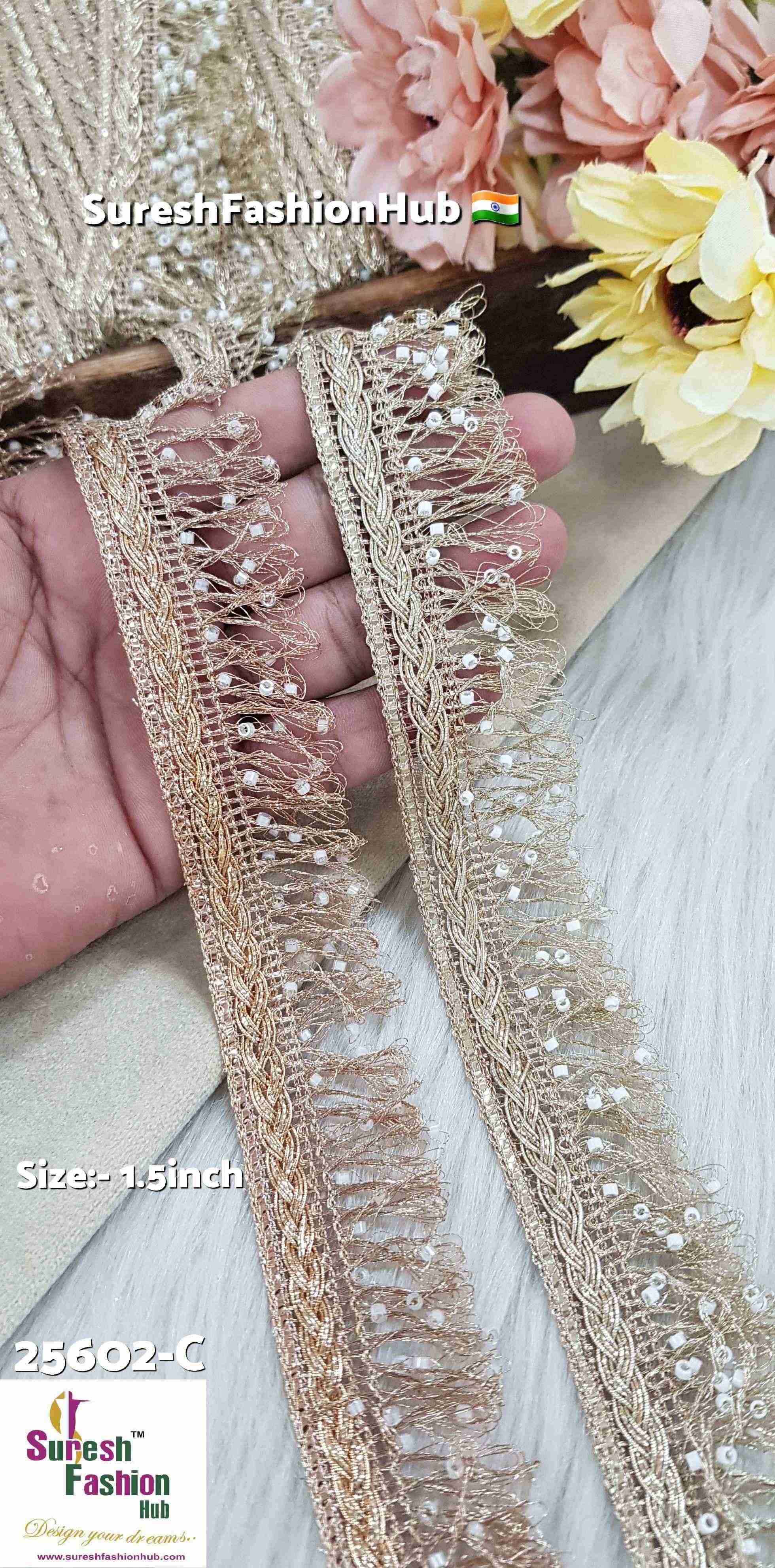 Rose Gold Gleam Jhalar Kadadana Border Lace