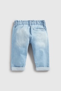 Mothercare Girls Elasticated Paperbag Waist Jeans - Navy