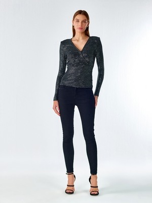 Silver Party Wrap Top