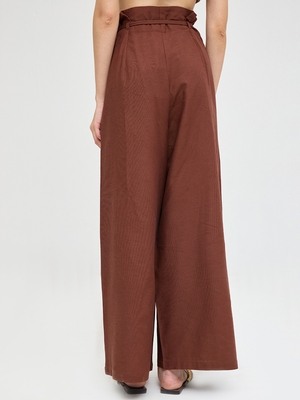 Brown linen wide leg Trouser