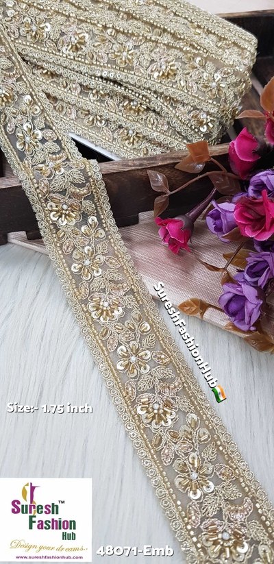 Antique Gold Zari Dori Embroidery Border Lace