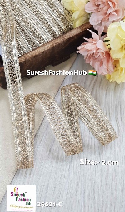 Pearl Glitter Jhalar Cutwork Lace