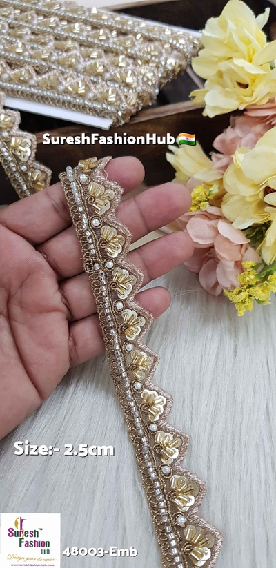 Matt Antique Gold Embroidery Lace - Suresh Fashion Hub