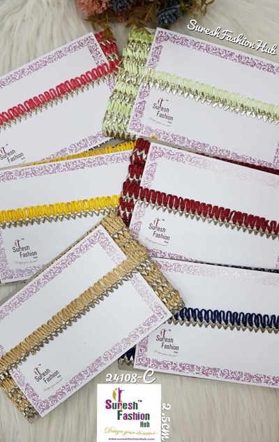 Off White Satin Bliss Triangle Gota Borders