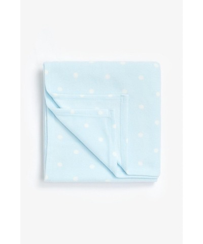 Mothercare Essential Cot Bed Polka Dots Fleece Blanket - Blue