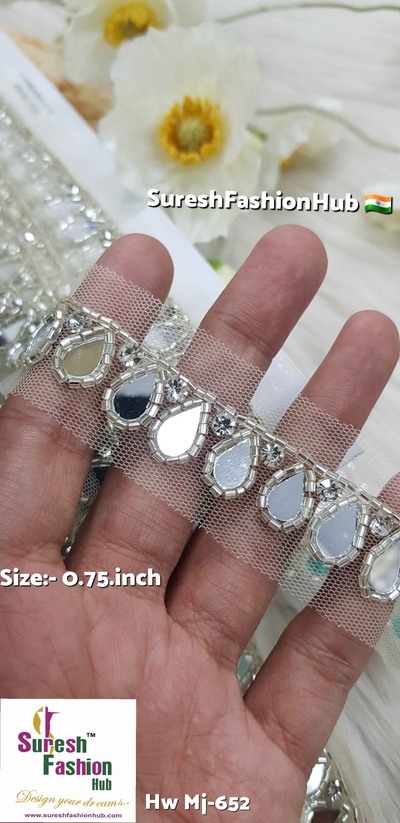 Water Silver Kaddhana Drop Shade Mirror Lace