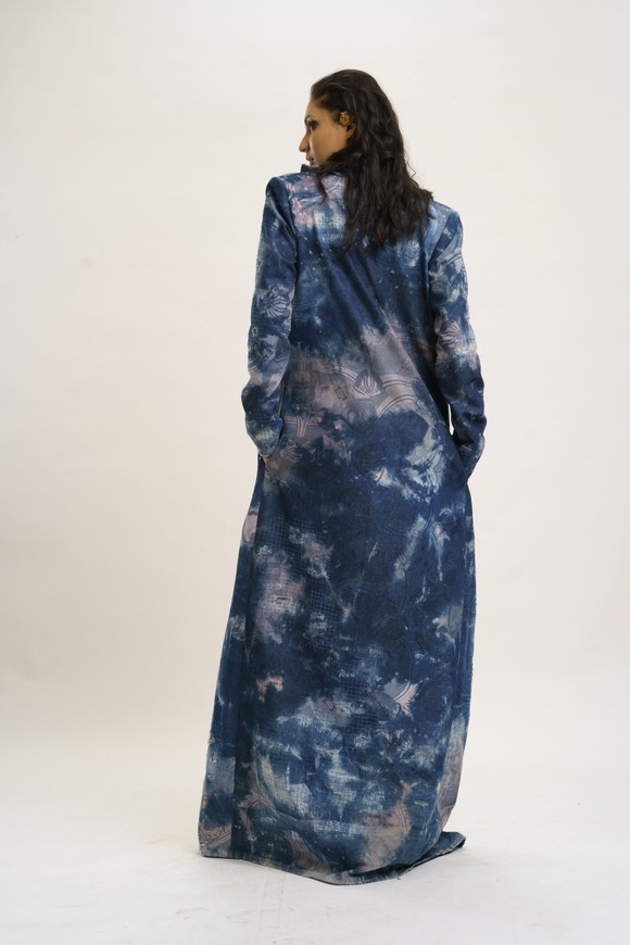 Denim Long Coat with Crop Top & Skirt