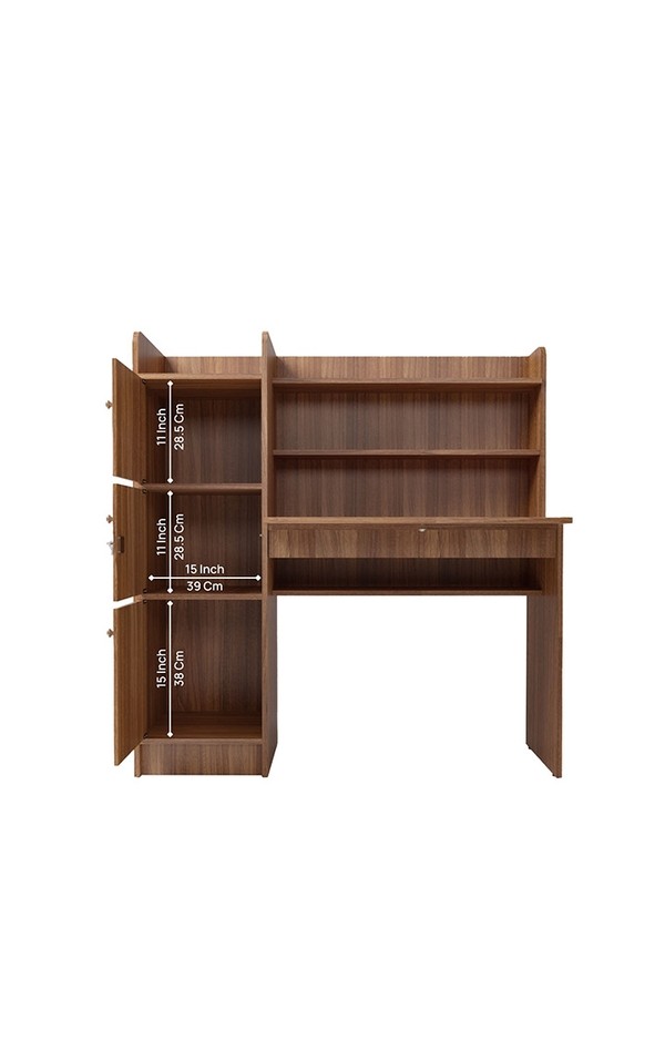 neudot Vision 3 Door Engineered Wood Study Table | Computer Table for ...