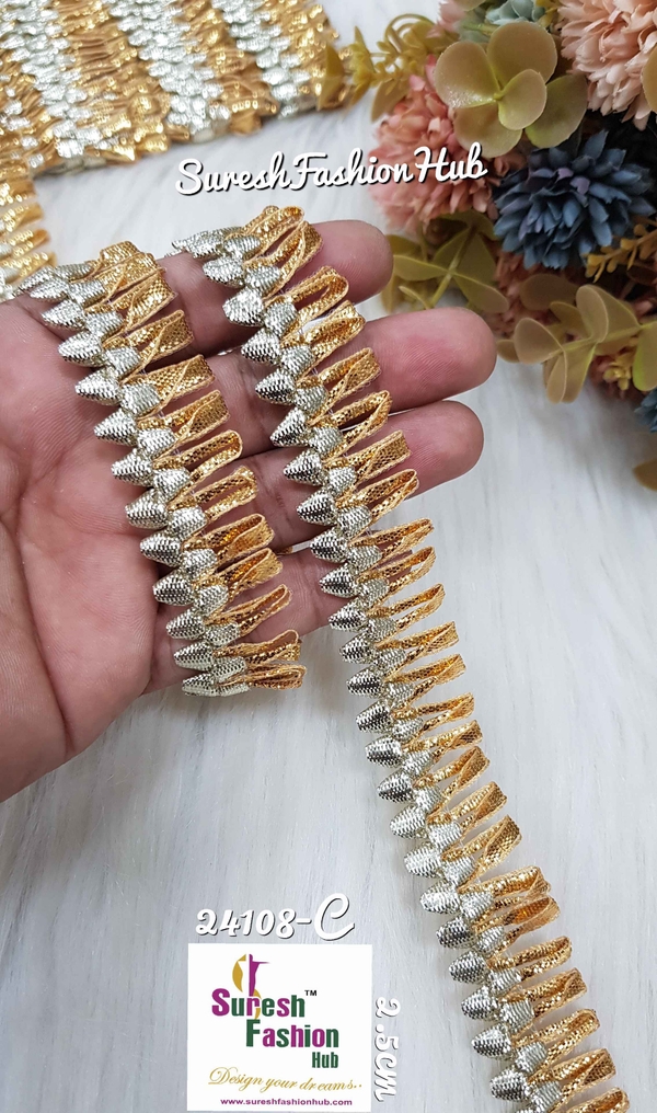 Antique Gold Satin Bliss Triangle Gota Border