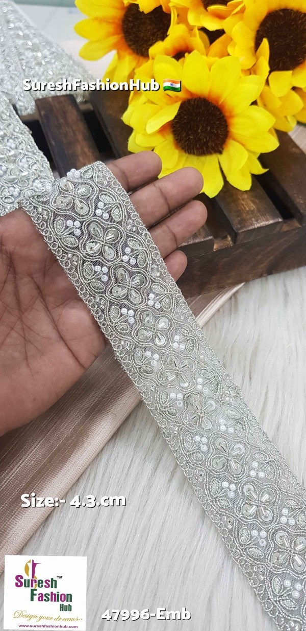 Water Silver Elegance Floral Pearl Lace