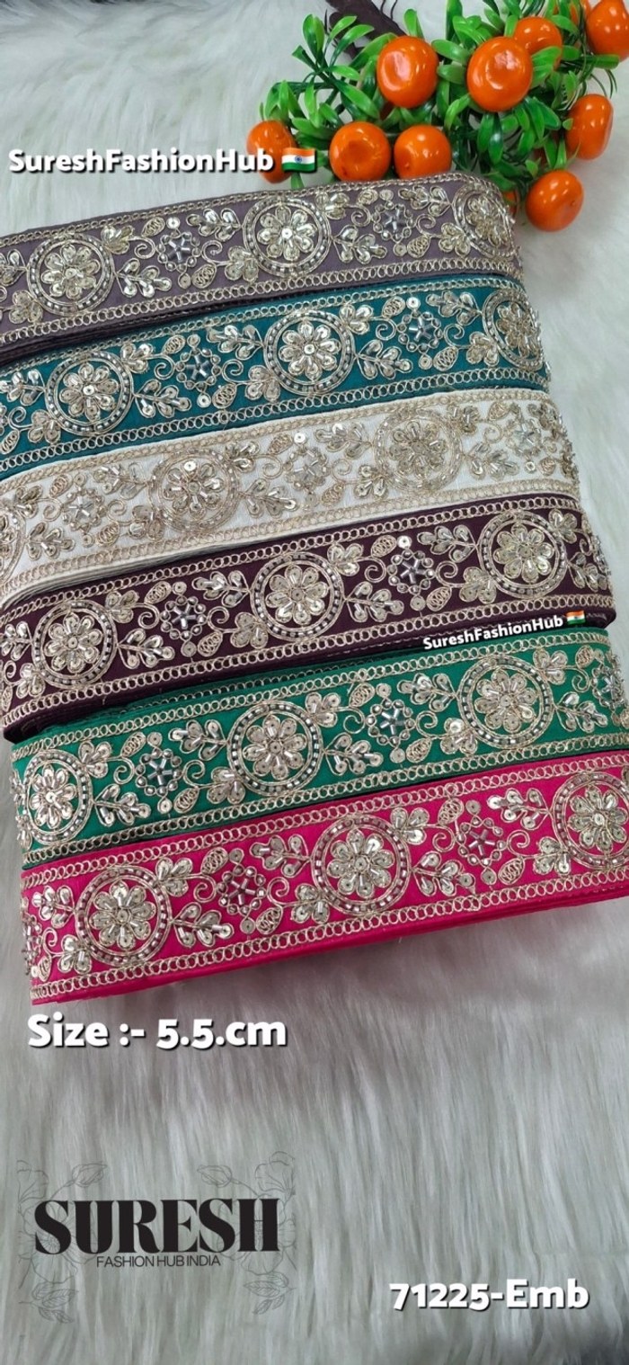 Firozi Floral Cutdana Bead Embroidery Lace – Design No. 71225-Emb ...